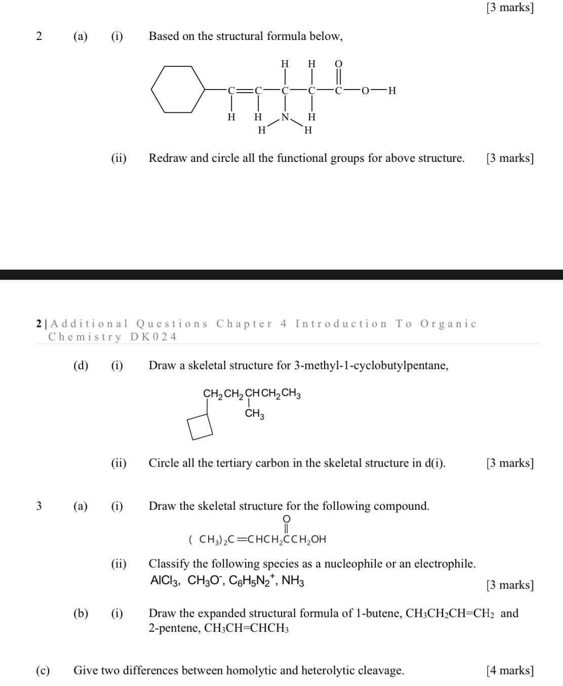 2 (a) (i) Based on the structural formula | StudyX