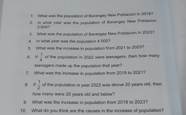 1 What was the population of Barangay New | StudyX