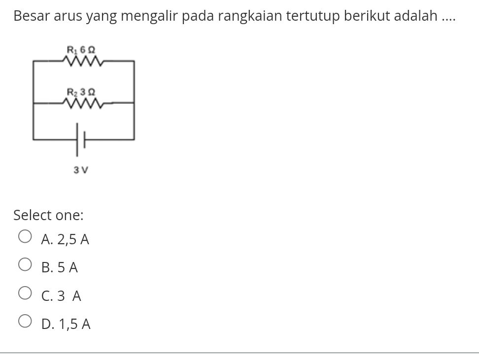 Besar arus yang mengalir pada rangkaian | StudyX
