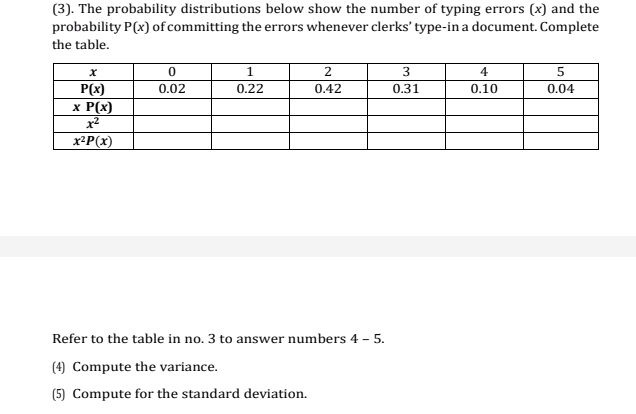 (3). The probability distributions below | StudyX