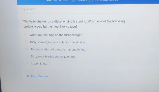 The turbocharger on a diesel engine is