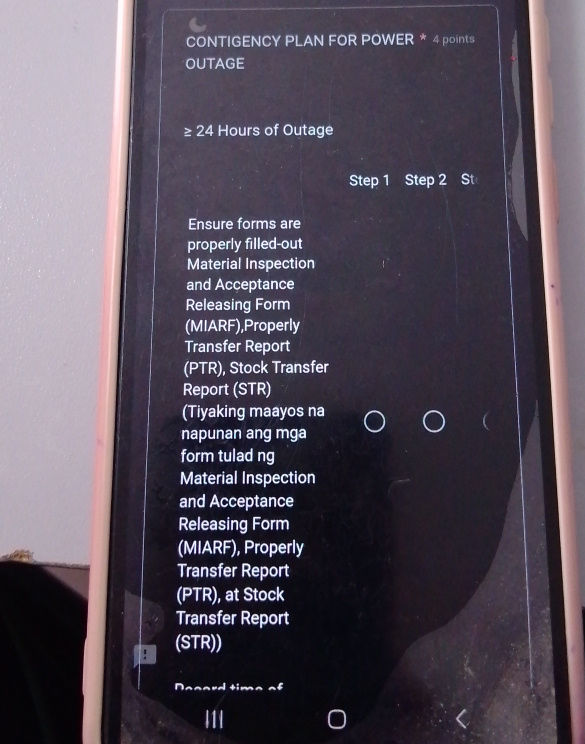 CONTINGENCY PLAN FOR POWER OUTAGE 24 Hours | StudyX