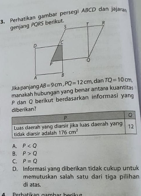 3 Perhatikan gambar persegi ABCD dan jajaran | StudyX
