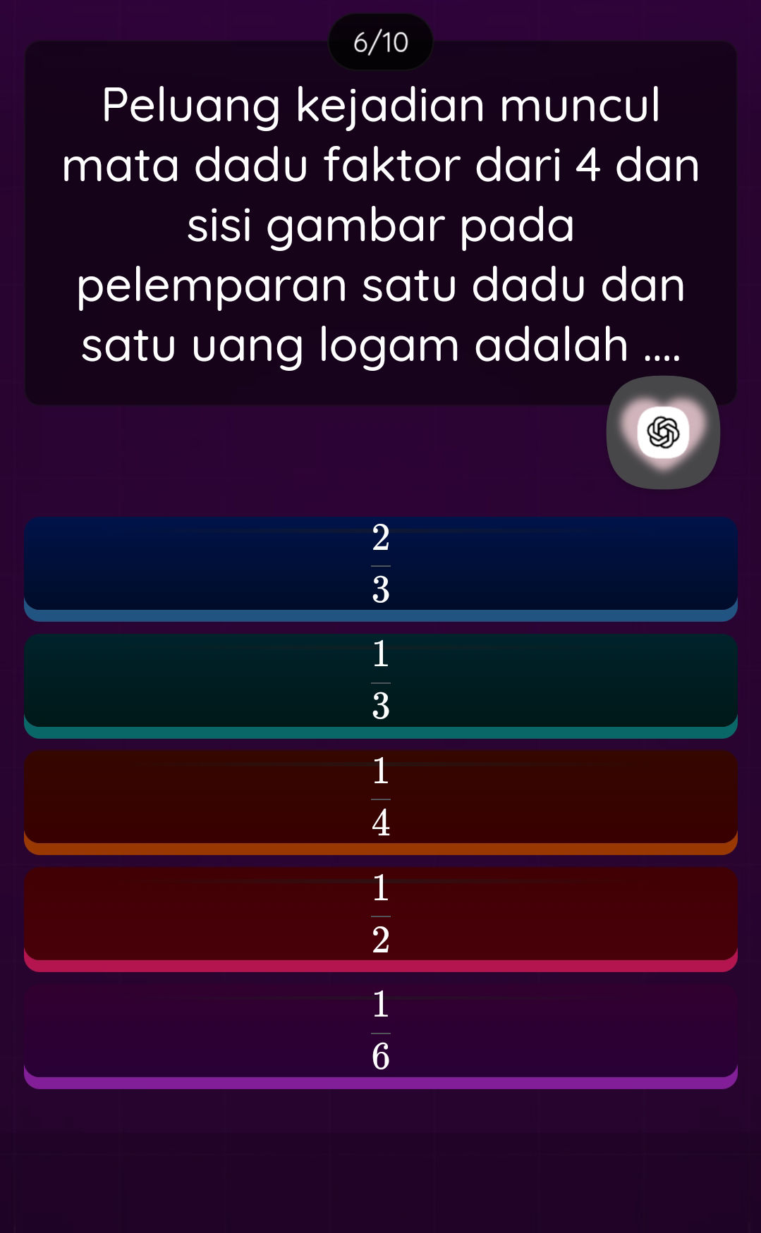 Peluang kejadian muncul mata dadu faktor | StudyX