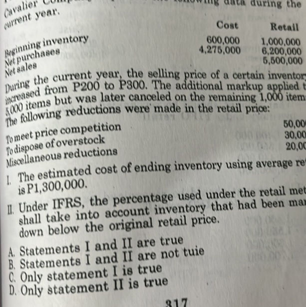 Cavalier Company has the following data