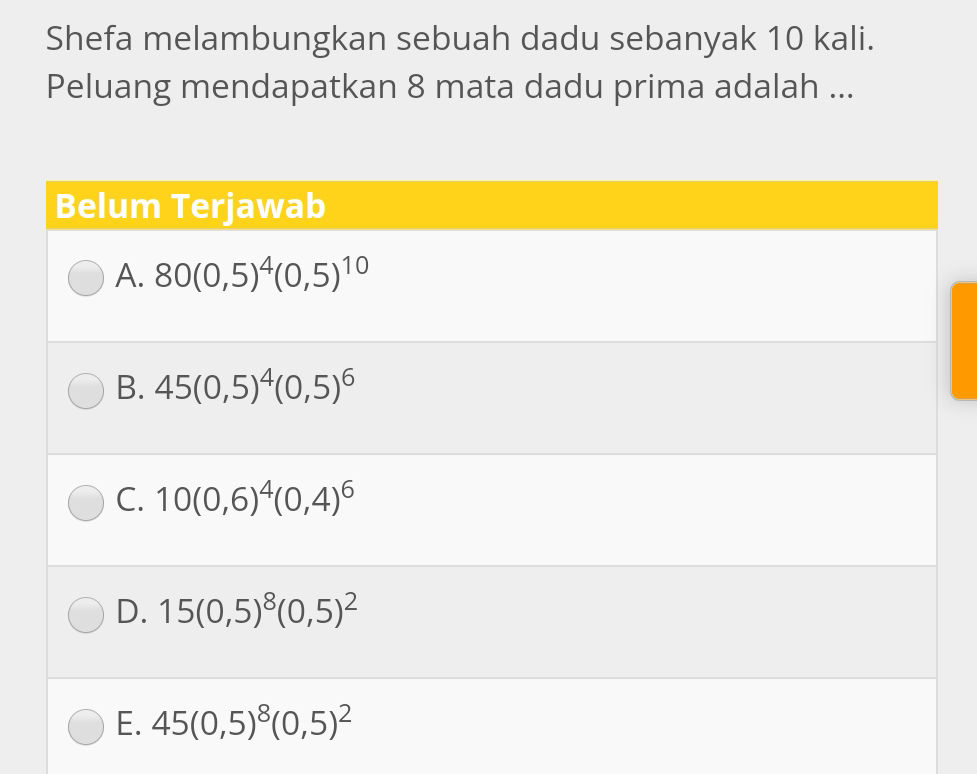 Shefa melambungkan sebuah dadu sebanyak 10 | StudyX