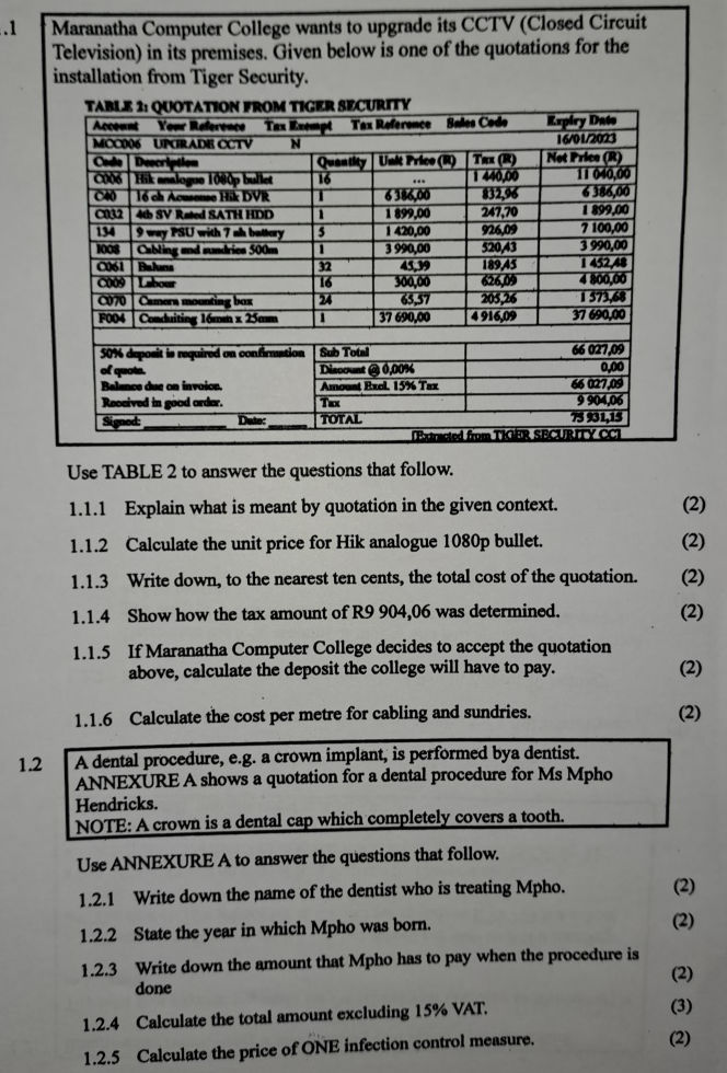 1.1.1 Explain what is meant by quotation in | StudyX
