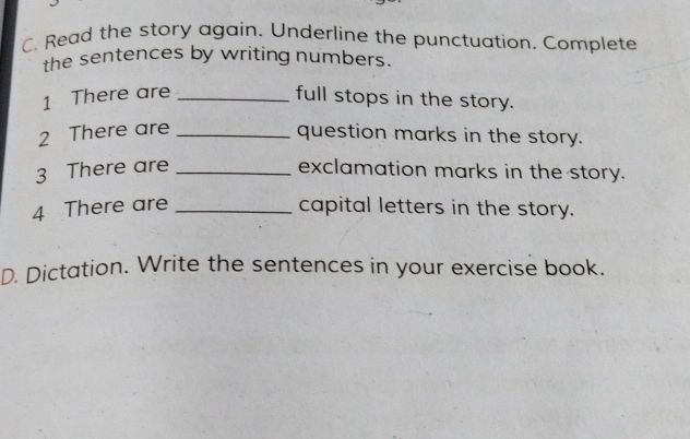 C Read the story again Underline the | StudyX