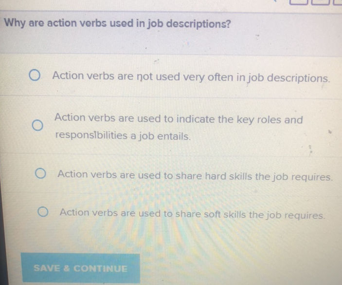 Why are action verbs used in job | StudyX