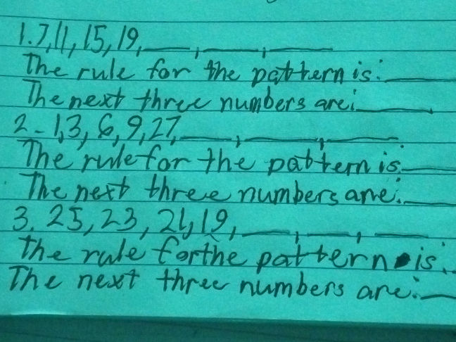 1. 7,11,15,19, The rule for the pattern is. | StudyX