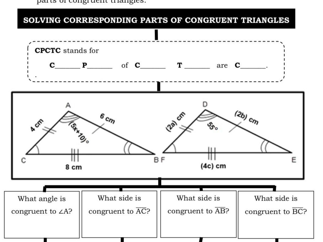 SOLVING CORRESPONDING PARTS OF CONGRUENT | StudyX
