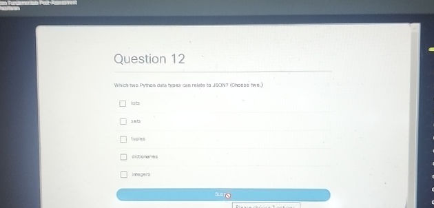 Question 12 Which two Python data types can | StudyX