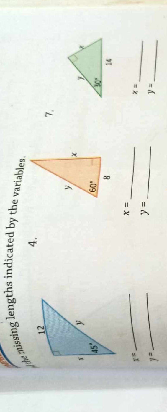 Find the missing lengths indicated by the | StudyX