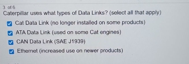 Caterpillar uses what types of Data Links?