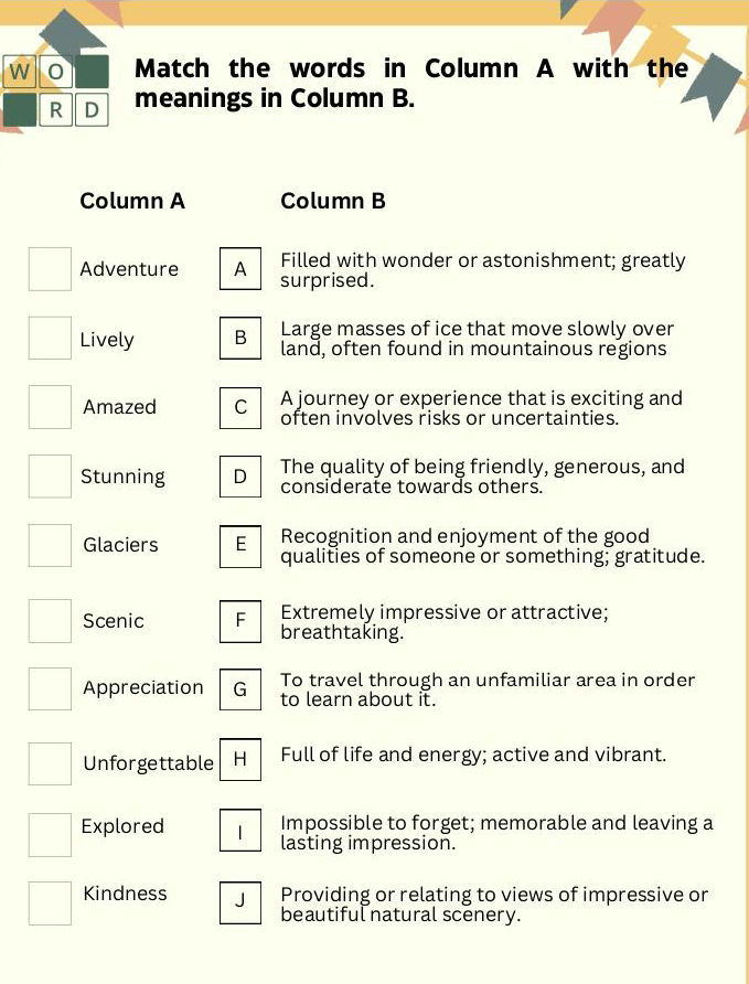 Match the words in Column A with the | StudyX