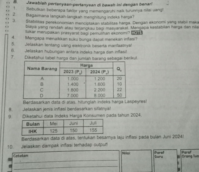 Diketahui tabel harga dan jumlah barang | StudyX