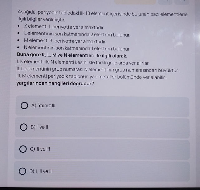 Aşağıda, periyodik tablodaki ilk 18 element | StudyX
