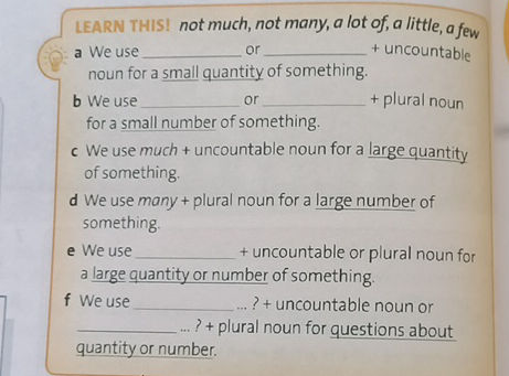 a We use a little or a few + uncountable | StudyX