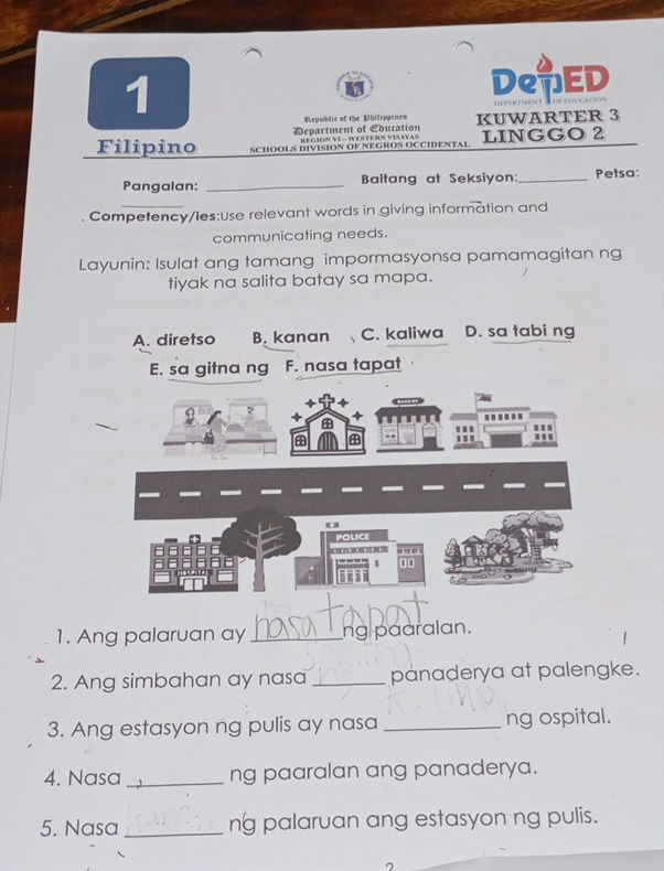 1 Ang palaruan ay ng paaralan 2 Ang | StudyX