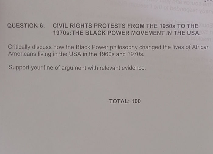 QUESTION 6: CIVIL RIGHTS PROTESTS FROM THE | StudyX