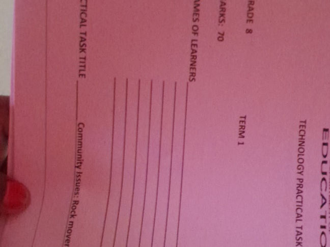 TECHNOLOGY PRACTICAL TASK RADE 8 TERM 1 | StudyX