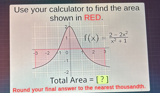Use your calculator to find the area shown | StudyX