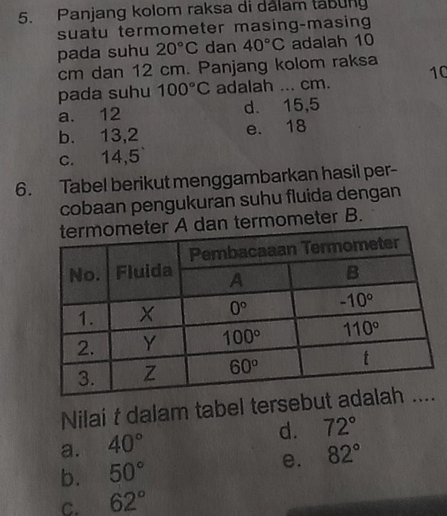 5 Panjang kolom raksa di dalam tabung suatu | StudyX