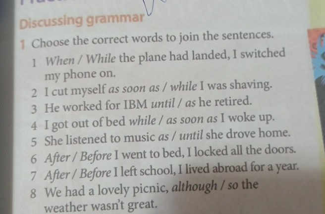 1 Choose the correct words to join the | StudyX