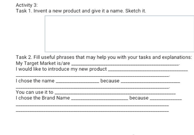 Activity 3 Task 1 Invent a new product and | StudyX