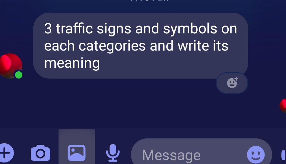 3 traffic signs and symbols on each | StudyX