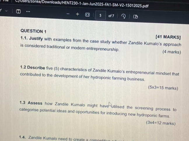 QUESTION 1 1.1. Justify with examples from | StudyX