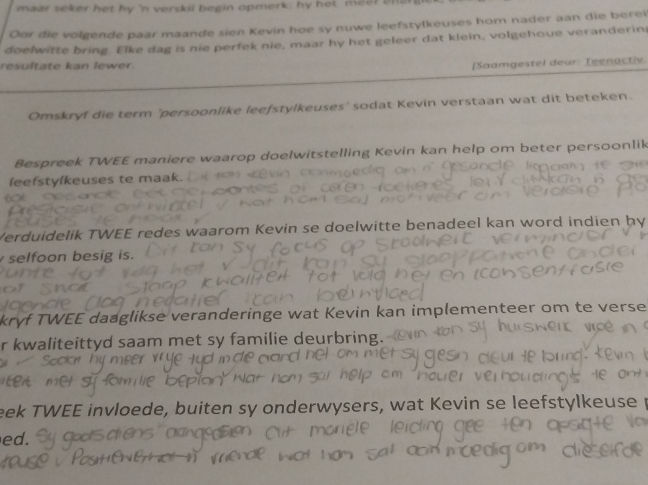 Omskryf die term persoonlike leefstylkeuses