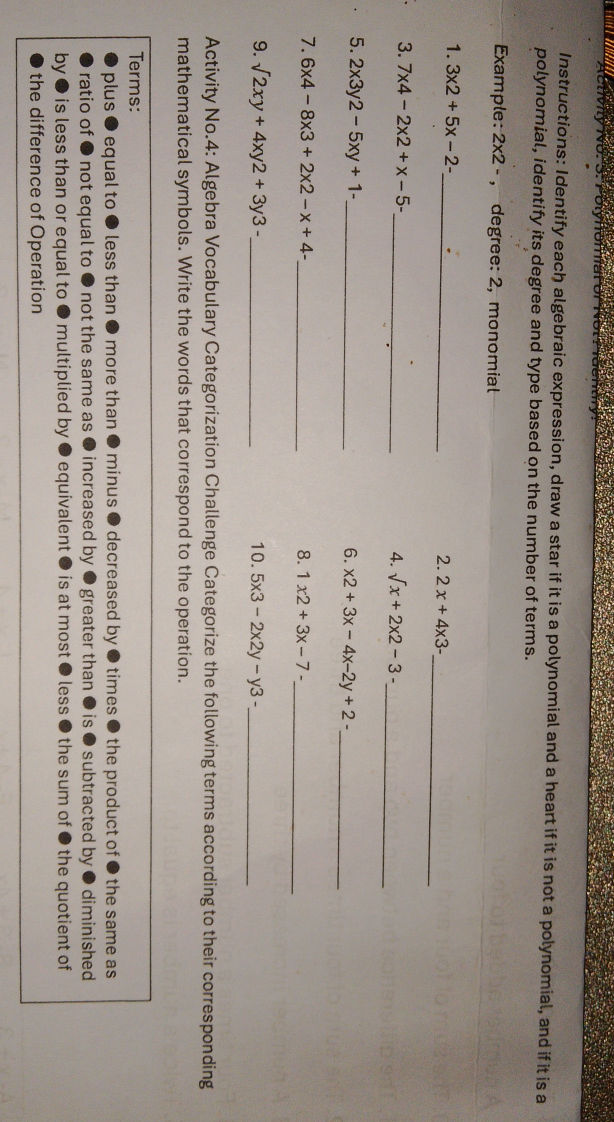 Activity No 3 Polynomial or NOT Polynomial | StudyX