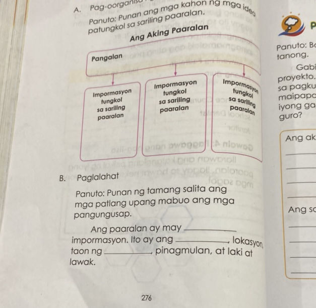 A Pag-oorganisa Panuto Punan ang mga kahon | StudyX