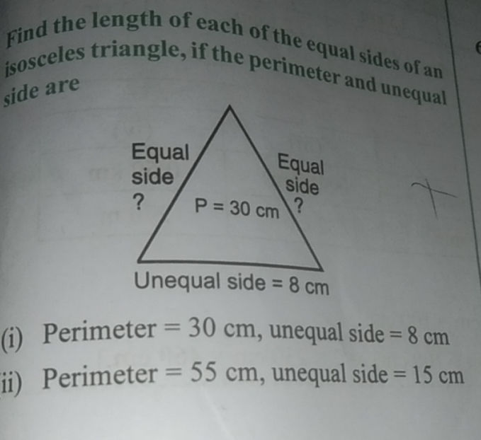 Find the length of each of the equal sides | StudyX