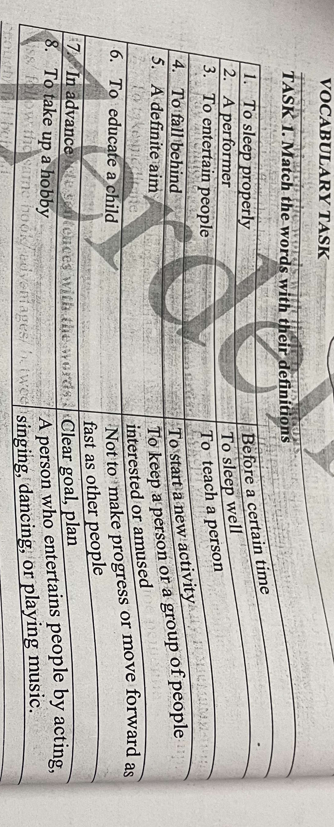 TASK 1 Match the words with their | StudyX