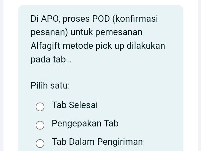 Di APO, proses POD (konfirmasi pesanan) | StudyX
