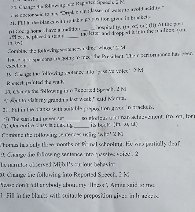 20 Change the following into Reported Speech | StudyX