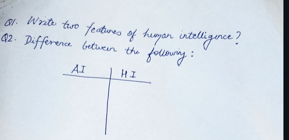 Q1 Write two features of human intelligence | StudyX