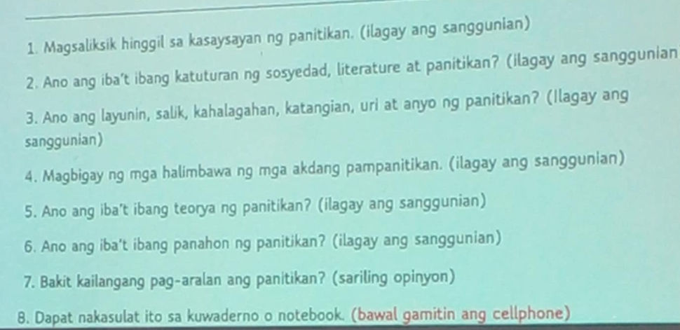 1. Magsaliksik hinggil sa kasaysayan ng | StudyX