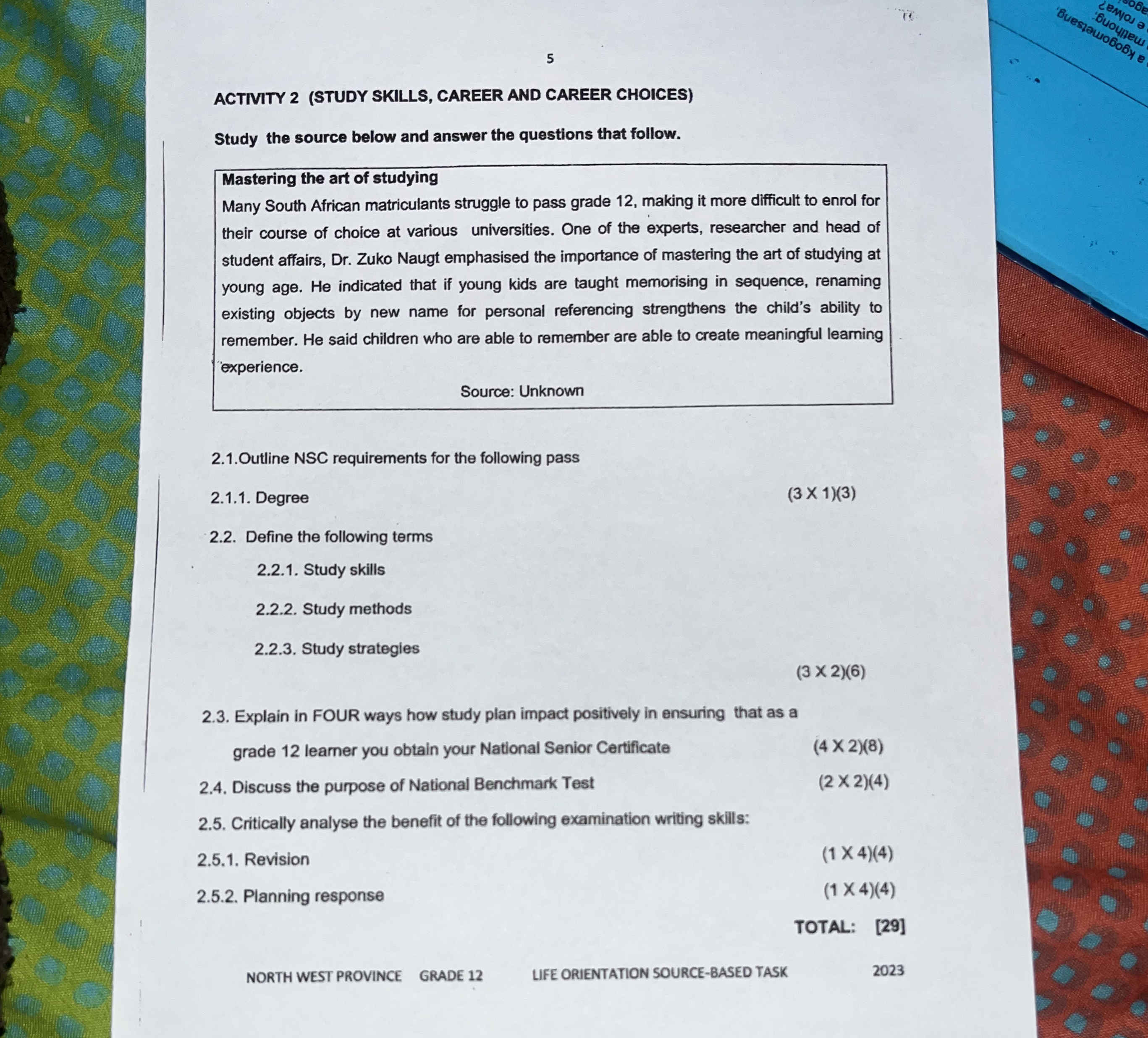 2.1. Outline NSC requirements for the | StudyX