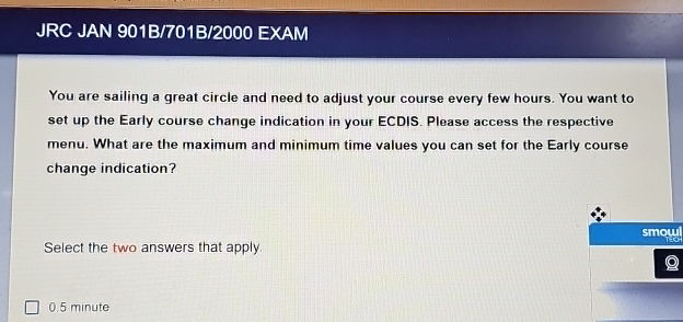 JRC JAN 901B/701B/2000 EXAM You are sailing | StudyX