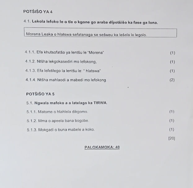 POTIO YA 4 41 Lekola lefoko le o tle o kgone | StudyX