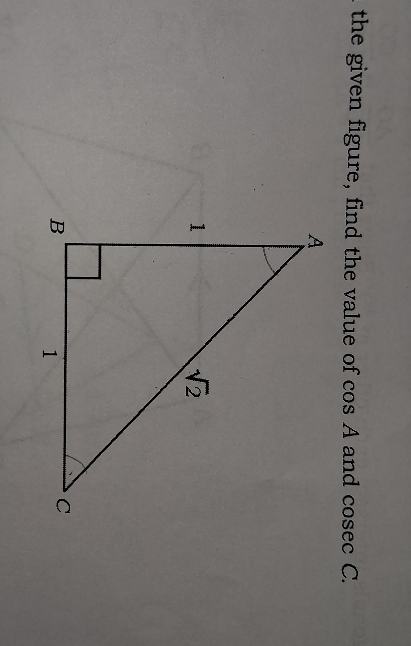 In the given figure find the value of cos A | StudyX