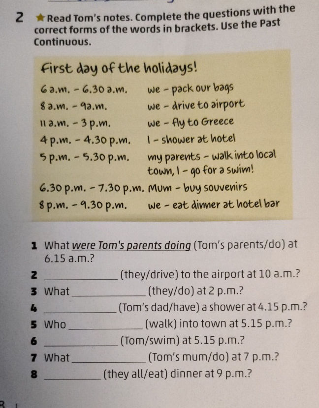 Read Toms notes Complete the questions with | StudyX