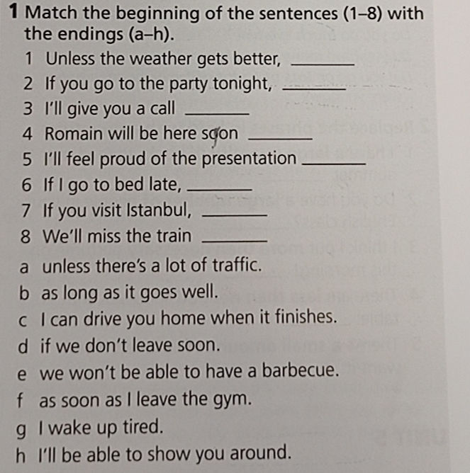1 Match the beginning of the sentences (1-8) | StudyX