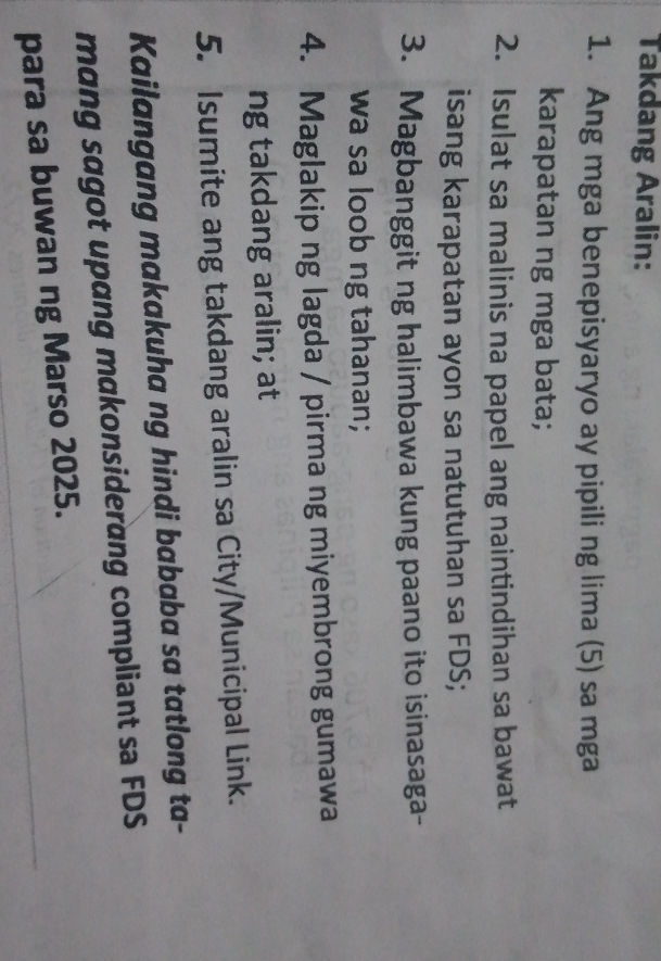 Takdang Aralin: 1. Ang mga benepisyaryo ay | StudyX