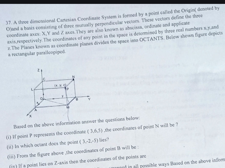37 A three dimensional Cartesian Coordinate | StudyX