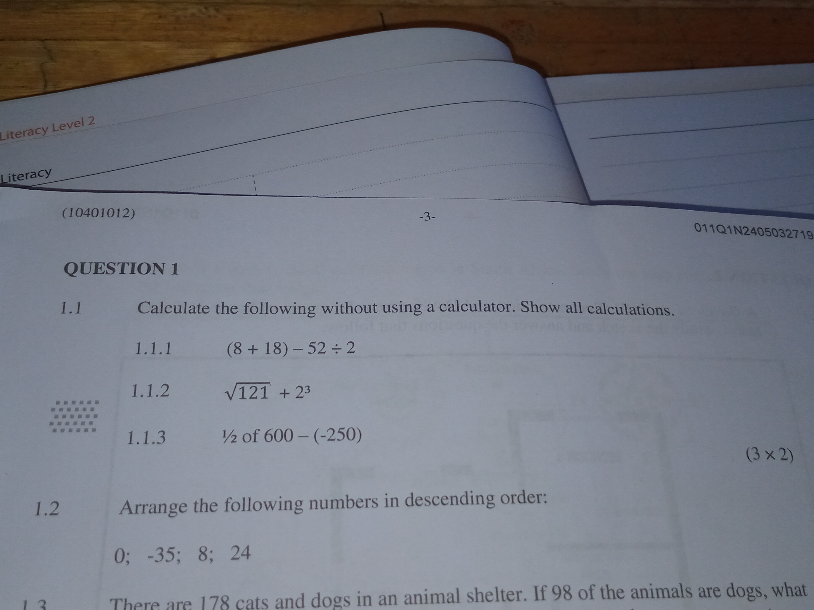 11 Calculate the following without using a | StudyX