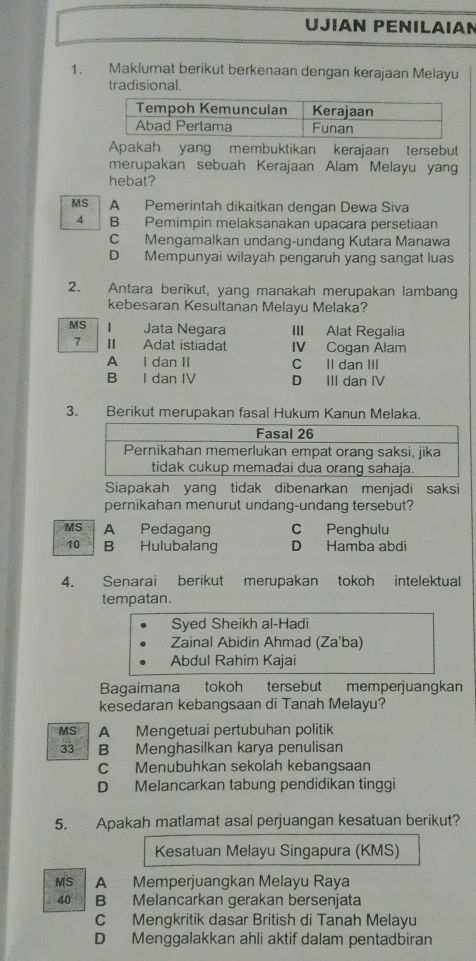 1 Maklumat berikut berkenaan dengan kerajaan | StudyX